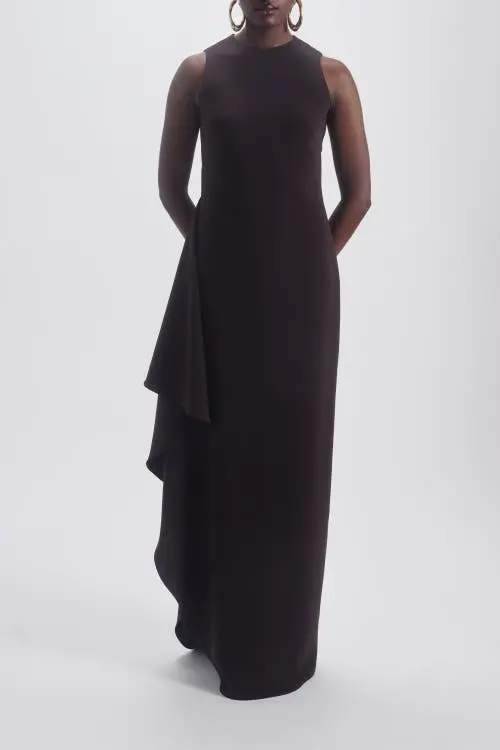 Amsale Jewel Neck Drape Gown
