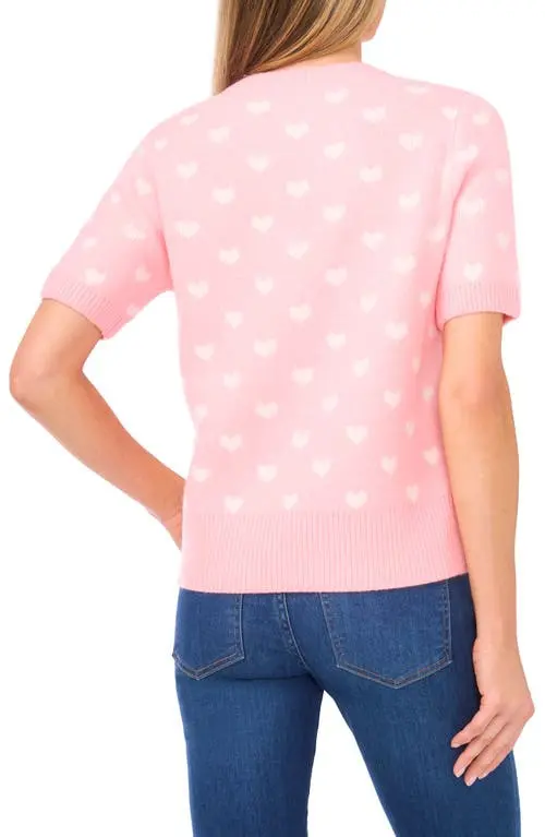 CECE DUPRAZ Heart Print Crewneck Sweater - Prism Pink