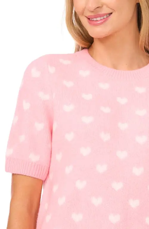CECE DUPRAZ Heart Print Crewneck Sweater - Prism Pink