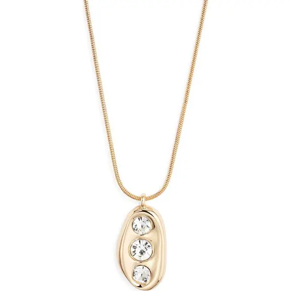 OPEN EDIT Cubic Zirconia Pendant Necklace - Clear- Gold
