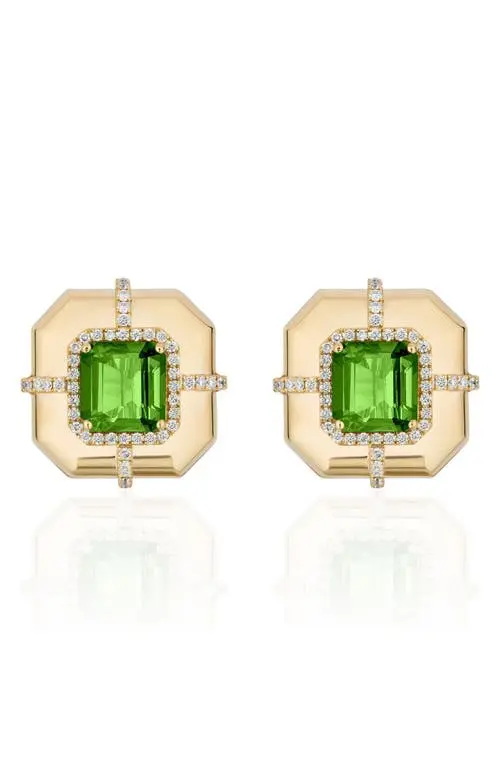 Goshwara Diamond & Semiprecious Stone Stud Earrings - Bright Green