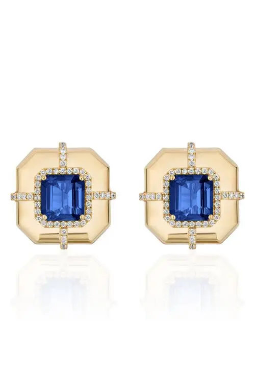 Goshwara Diamond And Blue Topaz Stud Earrings - Deep Blue