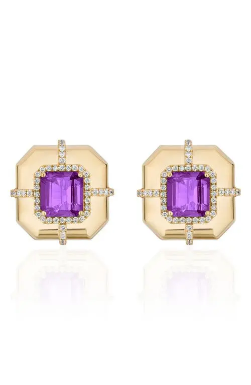 Goshwara Diamond & Semiprecious Stone Stud Earrings - Purple