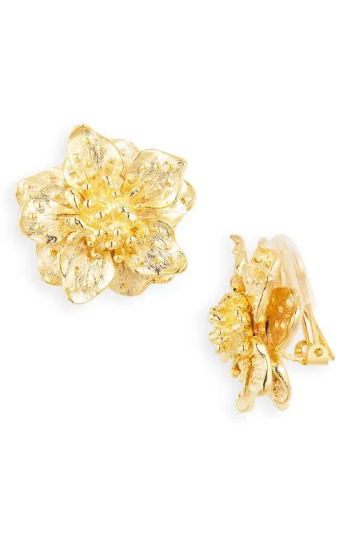 KENNETH JAY LANE Dogwood Flower Drop Earrings - Gold