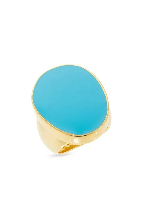 KENNETH JAY LANE Adjustable Enamel Cocktail Ring - Turquoise