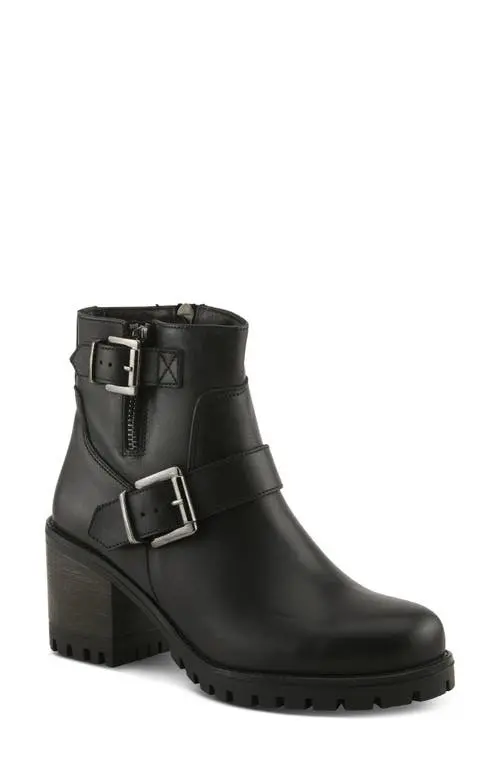 SPRING STEP SHOES Buckled Leather Bootie - Black