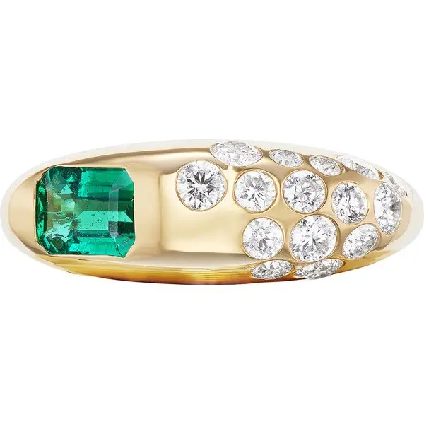 UNIFORM OBJECT Dowry 18k Gold Emerald And Diamond Ring - Yellow Gold
