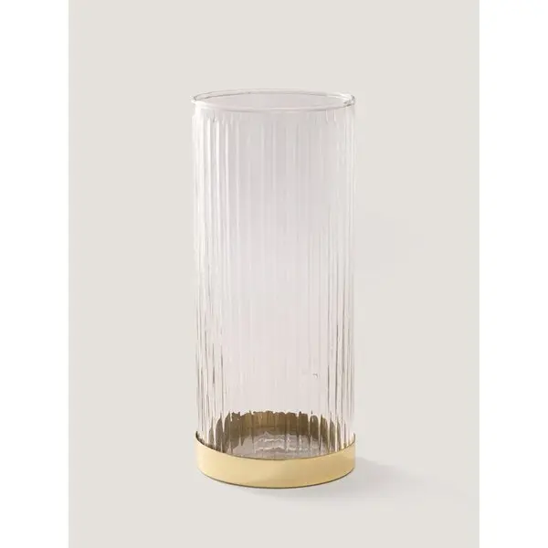 FLECK Fluted Glass Vase/planter - Brass