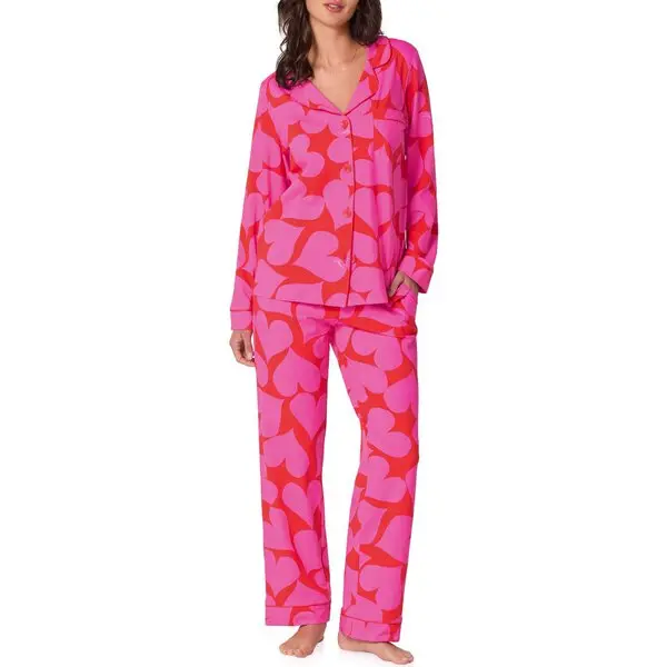 BEDHEAD PAJAMAS Print Stretch Organic Cotton Pajamas - Hearts