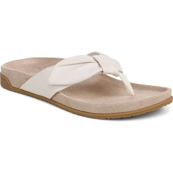 Vionic Leather Bow Flip Flop - Sea Salt