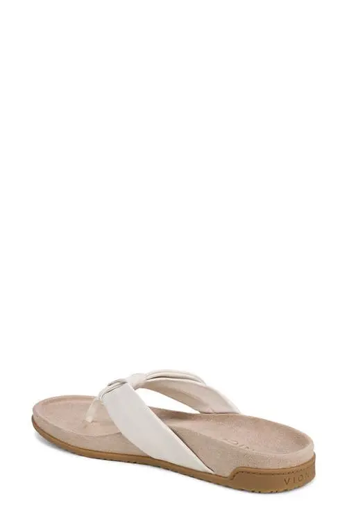 Vionic Leather Bow Flip Flop - Sea Salt