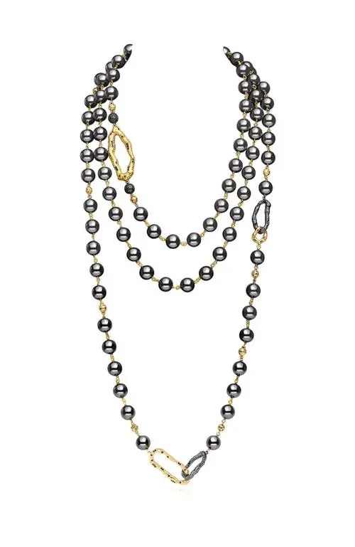 RC RETRO CHIC Leopard Chain Pearl Necklace - Black & Gold