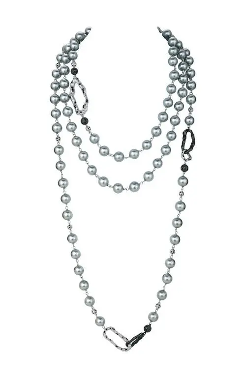 RC RETRO CHIC Leopard Chain Pearl Necklace - Grey & Sliver