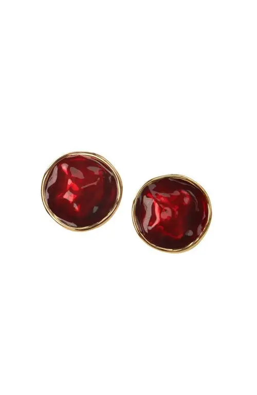 RC RETRO CHIC Enamel Ripple Earrings - Red & Gold