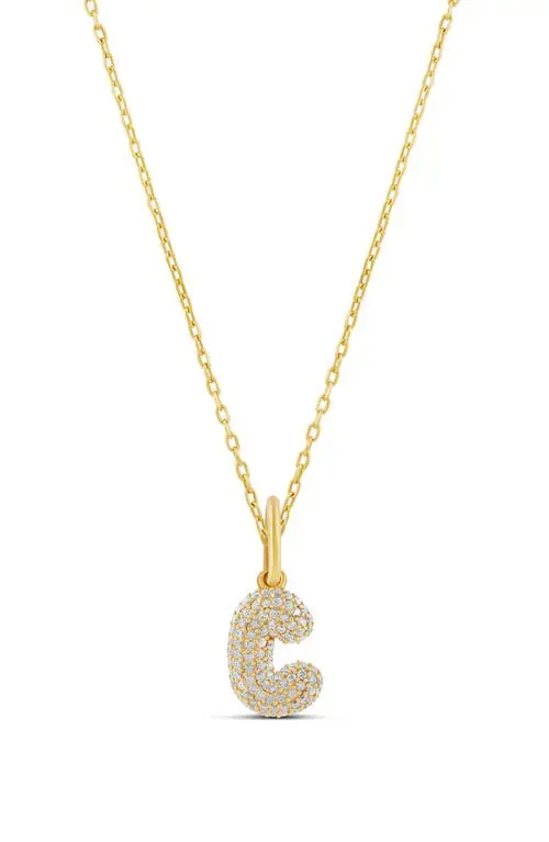 SHYMI Mini Pavé Bubble Initial Pendant Necklace - Gold