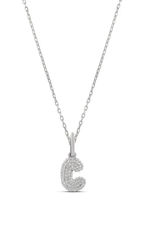 SHYMI Mini Pavé Bubble Initial Pendant Necklace - Silver