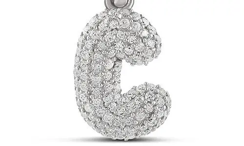 SHYMI Mini Pavé Bubble Initial Pendant Necklace - Silver