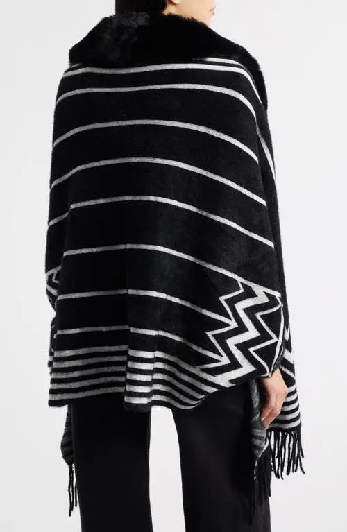 NIKKI LUND Faux Fur Trim Wrap