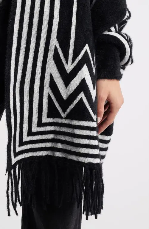 NIKKI LUND Faux Fur Trim Wrap