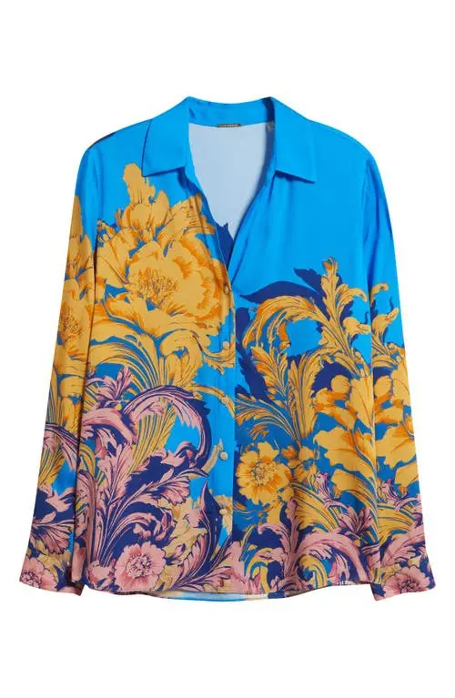 Elie Tahari Floral Stretch Silk Button-up Shirt
