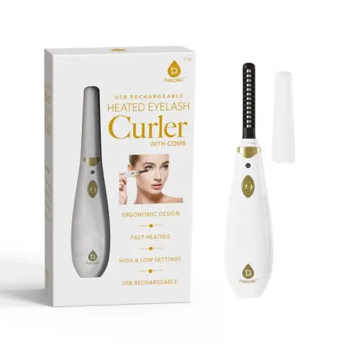 PURSONIC Heated Eyelash Curler With Comb Rechargeable - White