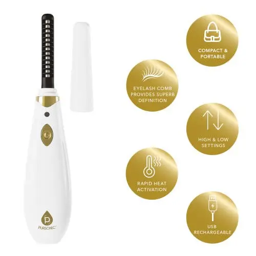 PURSONIC Heated Eyelash Curler With Comb Rechargeable - White