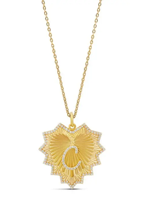 SHYMI Starburst Pavé Initial Pendant Necklace - Gold