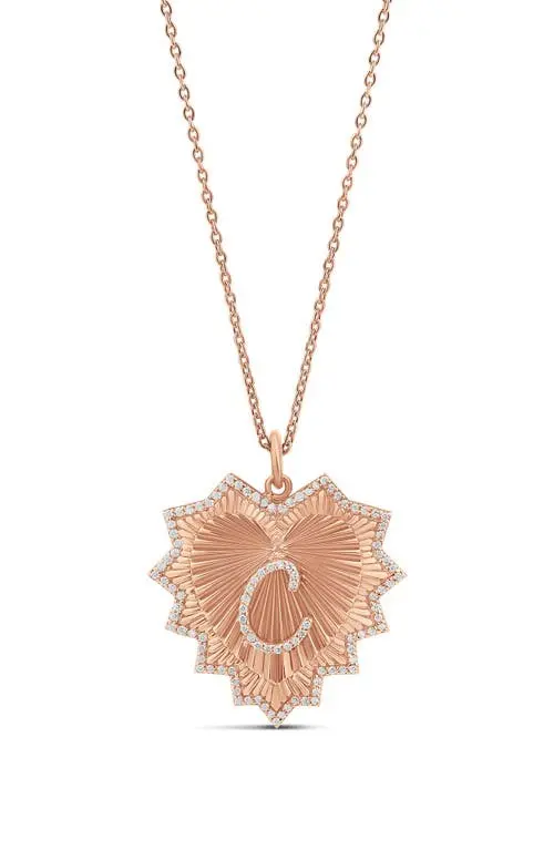SHYMI Starburst Pavé Initial Pendant Necklace - Rose