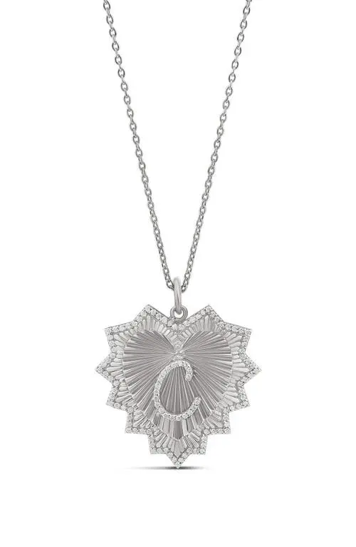SHYMI Starburst Pavé Initial Pendant Necklace - Silver