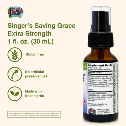 TRACE MINERALS Singer's Saving Grace Extra Strengthherbal Remedy Spray Aids Throat Comfort & Healthsoothing Hydrating Throat Supportthroat