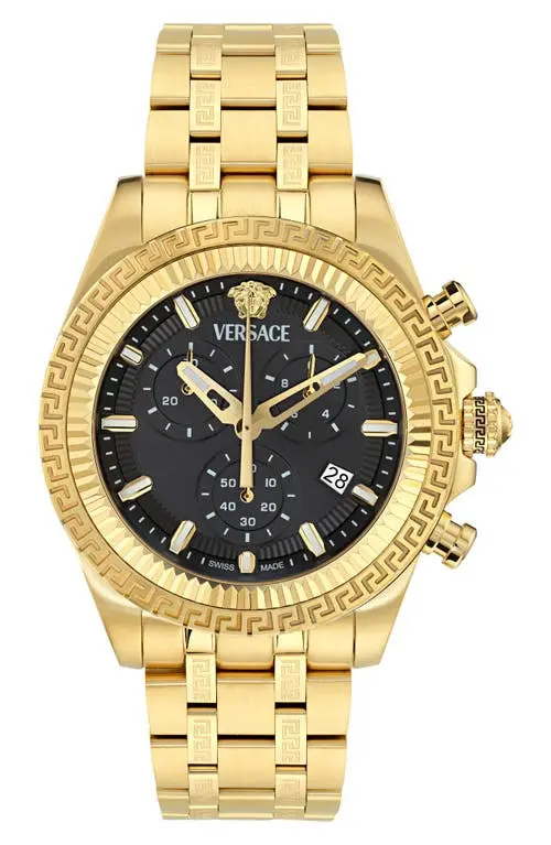 Versace Fornax Chronograph Bracelet Watch - Ip Yellow Gold