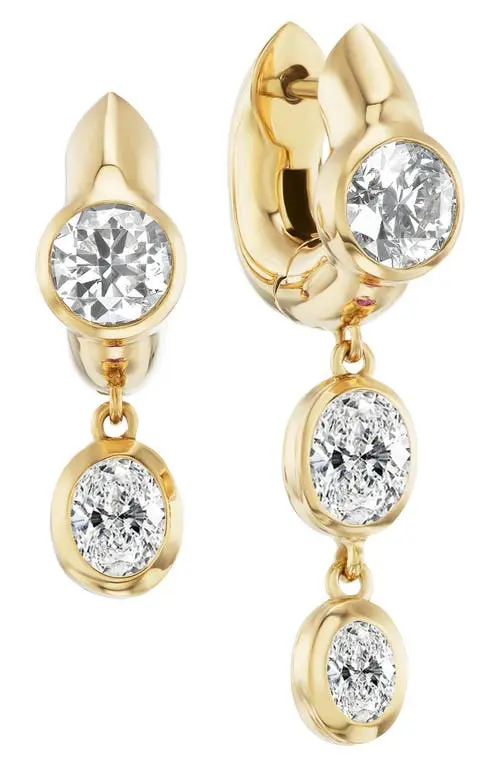 UNIFORM OBJECT Tusk Bezel Diamond Drop Earrings - Yellow Gold