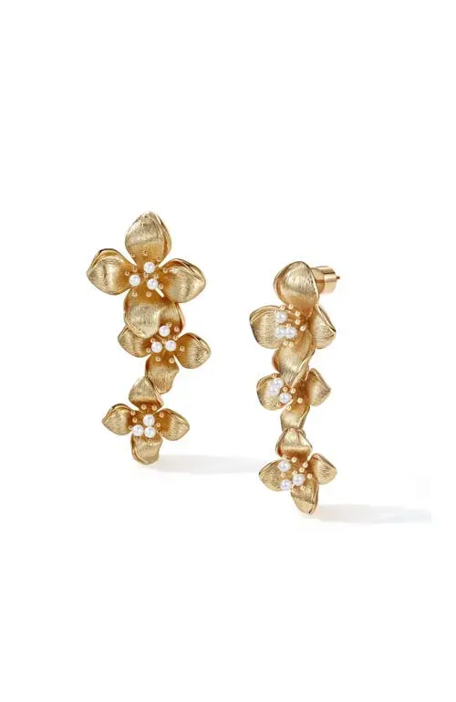 RC RETRO CHIC Iris Blossom Dangle Earrings - Gold & White