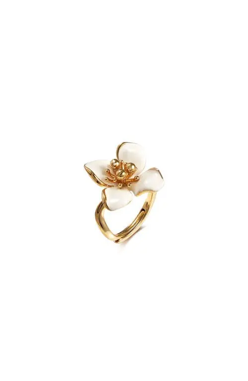 RETRO CHIC Iris Blossom Ring - White & Gold