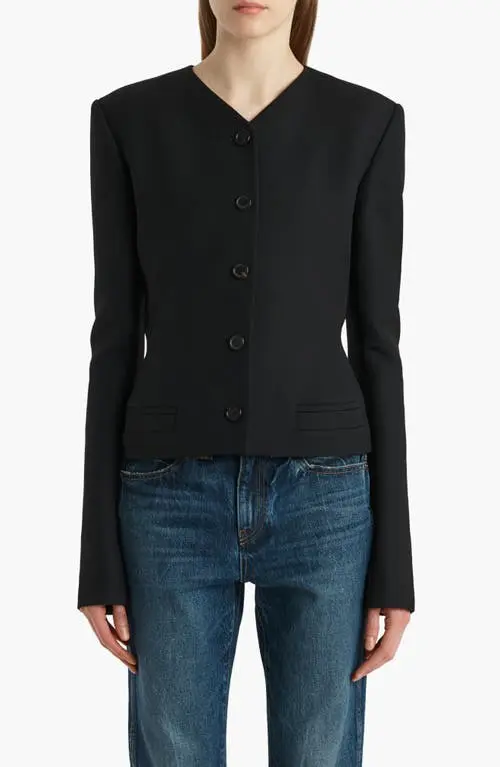 Khaite Nara Collarless Wool Canvas Jacket