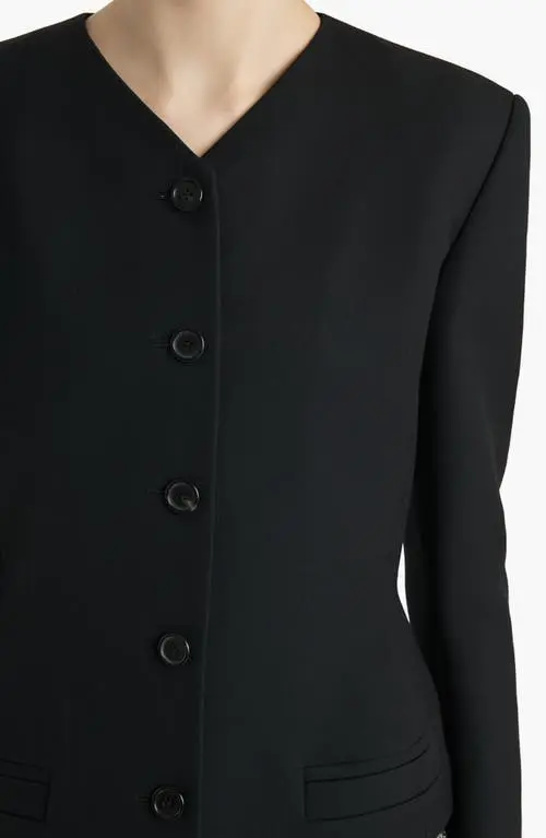 Khaite Nara Collarless Wool Canvas Jacket