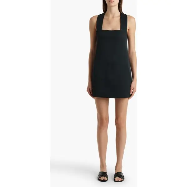 Khaite Mella Bonded Crepe Back Satin Minidress - Black