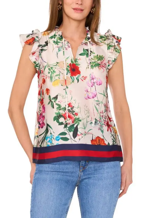 Vince Camuto Floral Flutter Sleeve Top