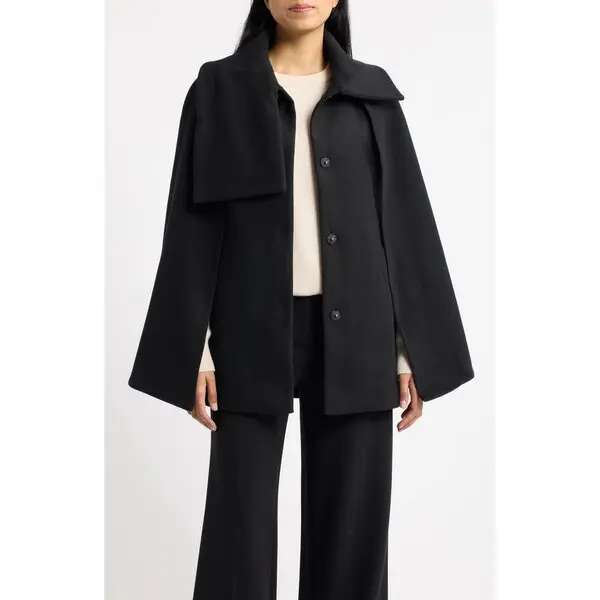 CECE DUPRAZ Bow Collar Cape - Black