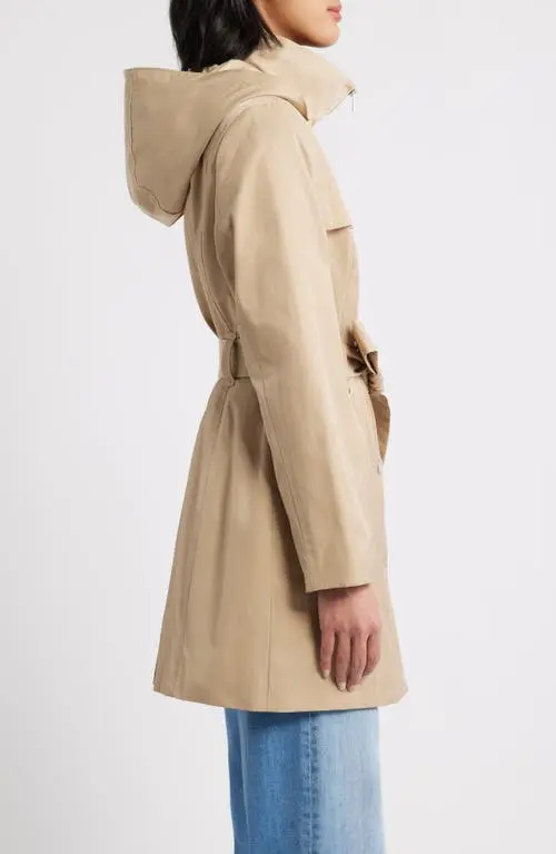London Fog Belted Cotton-blend Rain Coat - Stone