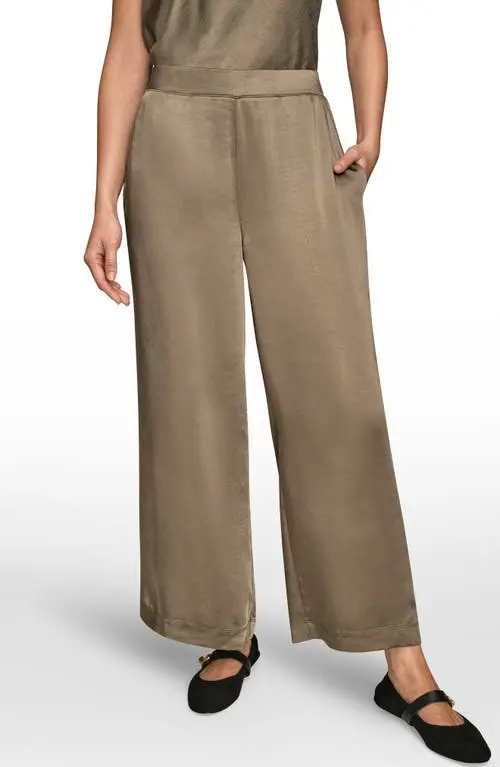 Donna Karan New York Satin Wide Leg Pants - Khaki Green