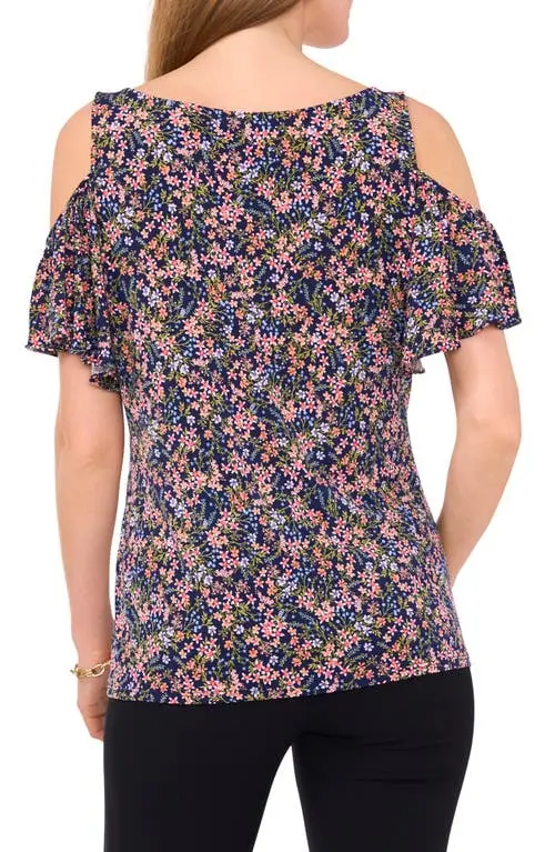 Chaus Floral Cold Shoulder Jersey Top