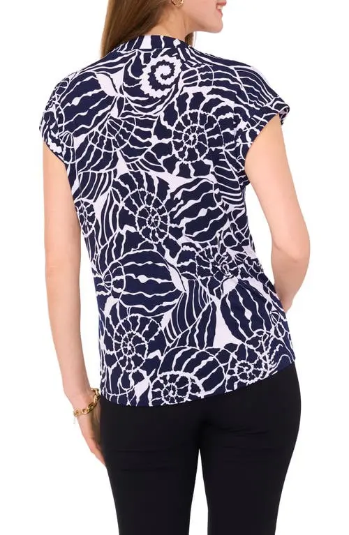 Chaus Printed Split Neck Top