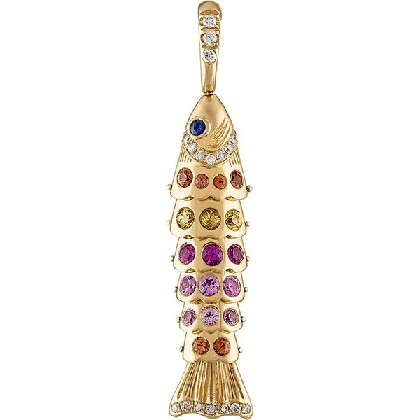 EDEN PRESLEY 14k Gold Sapphire And Diamond Fish Pendant