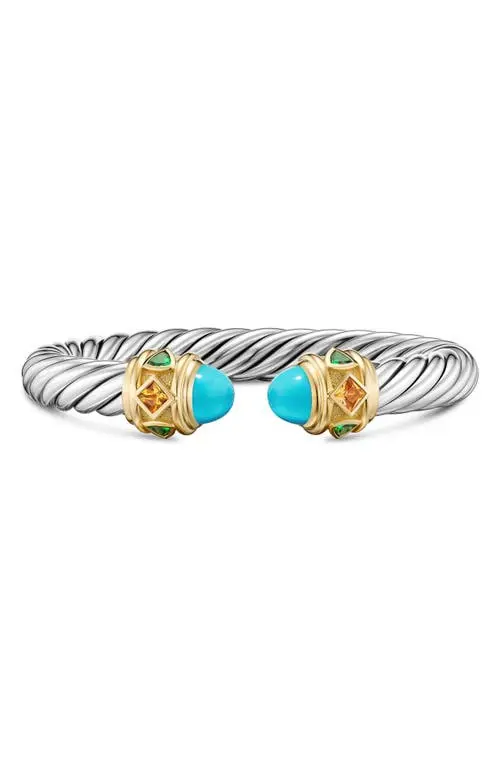 David Yurman Renaissance Cable Flex Bracelet - Silver/aqua