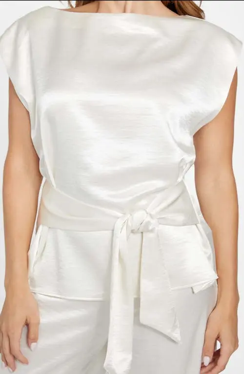 Guess Mara Satin Top - Cream White