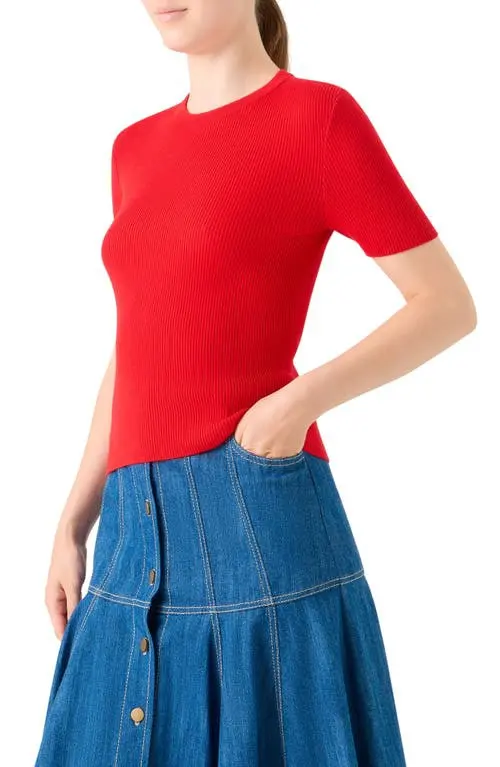 Akris Back Cutout Rib Knit Virgin Wool Sweater