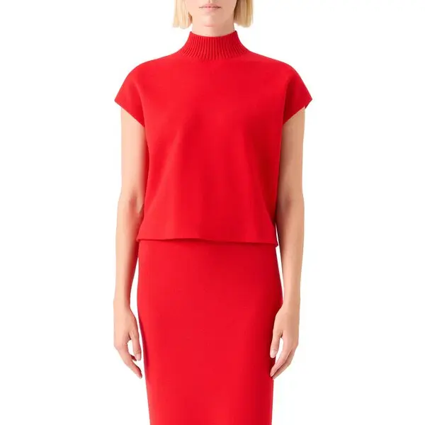 Akris Stretch Virgin Wool Mock Neck Sweater