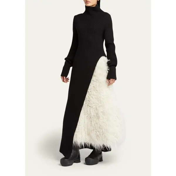 Moncler X Jil Sander Asymmetric Wool Turtleneck Dress