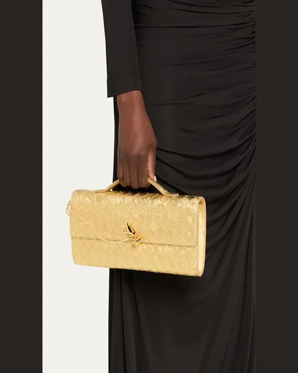 Bottega Veneta Andiamo Laminated Leather Clutch